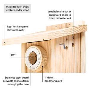 WHITEHORSE Premium Cedar Bird House - Weatherproof Design with a 15 sq inch Floor - A Bluebird Box House Built to NABS Specs - Enjoy Bird Watching While Supporting Birds (EABL)