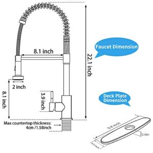 Kitchen Faucets with Pull Down Sprayer, Brushed Nickel Commercial Spring Kitchen Sink Faucet High Arc, Single Handle Stainless Steel Pull Out Faucets for Kitchen Sinks Sliver (2001C Plus)