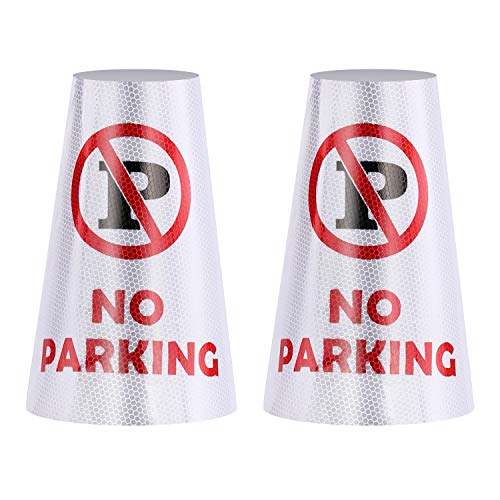 BATTIFE 2 Pack NO Parking Reflective Collars for Traffic Safety Cones, High Visible Signs for Driveway Road Outdoor Use [Cone Not Include]