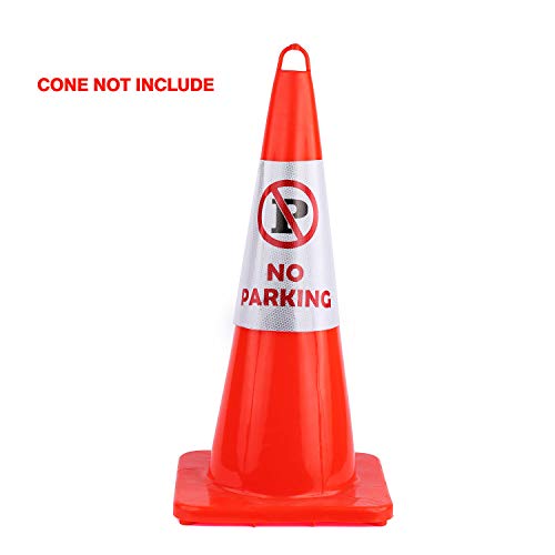 BATTIFE 2 Pack NO Parking Reflective Collars for Traffic Safety Cones, High Visible Signs for Driveway Road Outdoor Use [Cone Not Include]