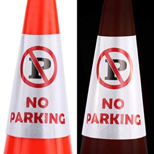 BATTIFE 2 Pack NO Parking Reflective Collars for Traffic Safety Cones, High Visible Signs for Driveway Road Outdoor Use [Cone Not Include]