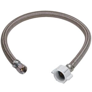 ez-fluid 9" toilet water supply connector, braided stainless steel - 3/8“ female compression thread x 7/8” female ballcock thread 9-inch toilet water connectors hose (1-pack)