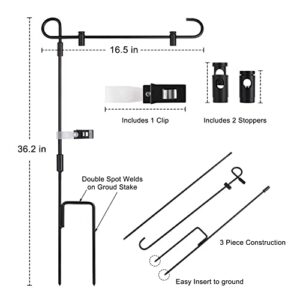 SHARE&CARE Garden Flag Stand, Garden Flag Pole Holder with 1 Tiger Clip and 2 Spring Stoppers for Garden and Home Decoration 12 x 18 Inches without flag (1 Pack)