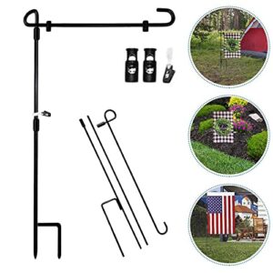 share&care garden flag stand, garden flag pole holder with 1 tiger clip and 2 spring stoppers for garden and home decoration 12 x 18 inches without flag (1 pack)