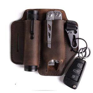 gentlestache leather sheath for leatherman multitool sheath edc pocket organizer with key holder for belt and flashlight sheath multitool pouch