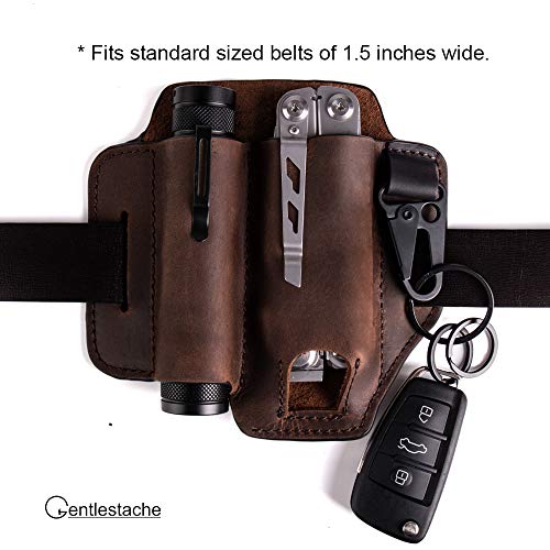 Gentlestache Leather Sheath for Leatherman Multitool Sheath EDC Pocket Organizer with Key Holder for Belt and Flashlight Sheath Multitool Pouch