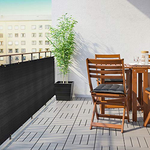 Lvydec Balcony Privacy Screen Cover, 16.5' x 3.5' Privacy Screen Fence for Porch Deck Garden Backyard Patio, Waterproof and UV-Resistant (Black)