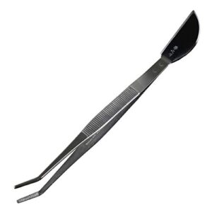 wazakura bonsai curved tip tweezer with spatula made in japan 8-1/4in(210mm) stainless steel