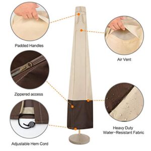 Vailge Patio Umbrella Cover,100% Waterproof Outdoor Market Parasol Umbrella Covers with Zipper and Air Vent,UV Resistant Patio Furniture Covers,73" H x 23" D,Beige & Brown