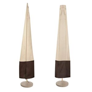 Vailge Patio Umbrella Cover,100% Waterproof Outdoor Market Parasol Umbrella Covers with Zipper and Air Vent,UV Resistant Patio Furniture Covers,73" H x 23" D,Beige & Brown