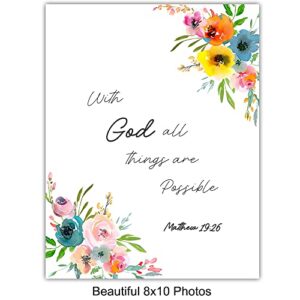 Inspirational Quotes Wall Decor - Bible Verse Wall Art - Religious Scripture Wall Decor - Christian Wall Art - Unique Gift for Women - Blessed Wall Decor - 8x10 Motivational Wall Art Posters