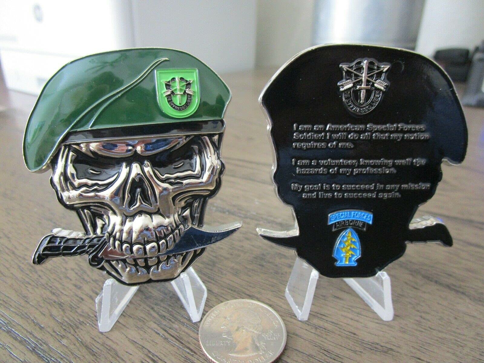 United States Army 10th Special Forces Group Green Berets Creed 10th SFG(A) Reapers Skull Challenge Coin