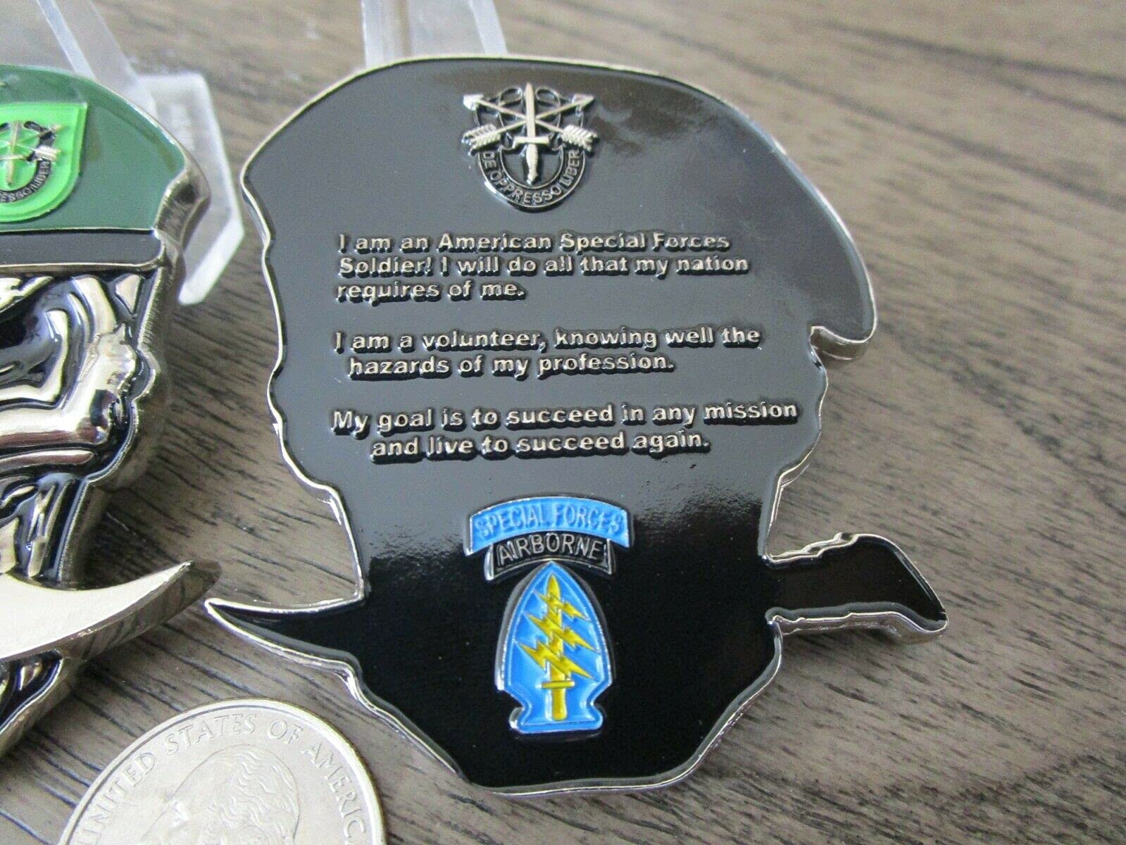 United States Army 10th Special Forces Group Green Berets Creed 10th SFG(A) Reapers Skull Challenge Coin