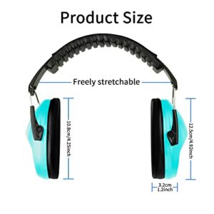 EAREST 2 Pack Ear Protection Shooting Earmuffs, NRR 20 dB Kids Noise Cancelling Ear Muffs for Sleeping, Studying, Hunting and Mowing, with Adjustable Headband and Carrying Bag - Blue & Green