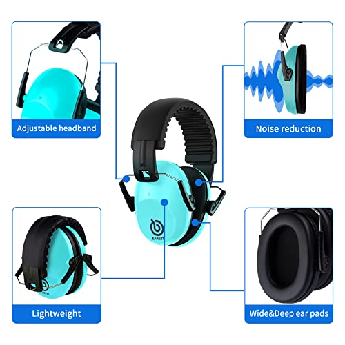 EAREST 2 Pack Ear Protection Shooting Earmuffs, NRR 20 dB Kids Noise Cancelling Ear Muffs for Sleeping, Studying, Hunting and Mowing, with Adjustable Headband and Carrying Bag - Blue & Green