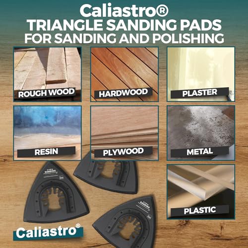 Triangle Sanding Pads for Oscillating Multitool with Universal Quick-Release - 3 Pack of 3-1/8 Inch Sander Pads for Hook & Loop Sandpaper- Caliastro