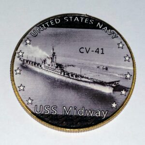 US Navy USS Midway CV-41 Colorized Challenge Art Coin