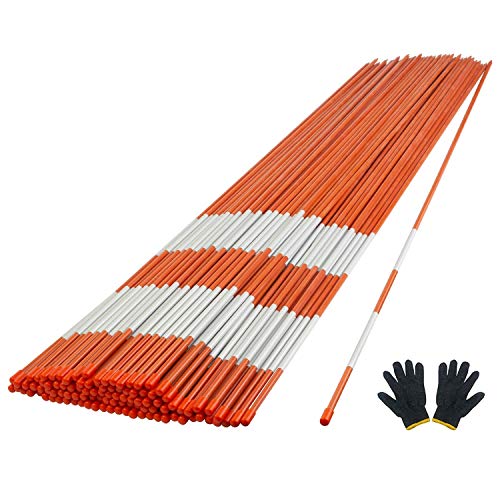 YOHEER Driveway Markers, 32 PCS Snow Stakes 5/16" Snow Poles with White Reflective Film , Snow Plow Markers, Snow Poles