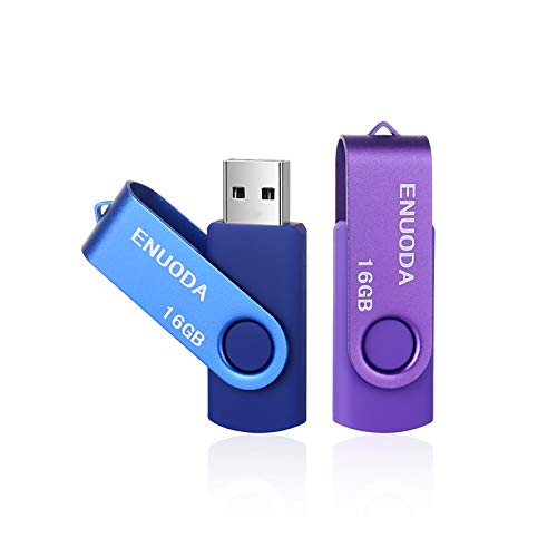 ENUODA 16GB USB Flash Drive 2 Pack Thumb Drives 16GB USB 2.0 Memory Stick Jump Drive Pen Drive for Storage and Backup (Blue Purple)