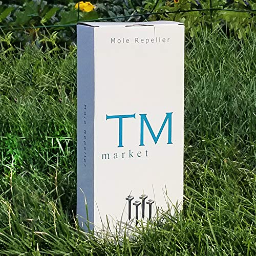 TM Marketplace Solar Sonic Mole Repellent 4 Pack Gopher Repellent Groundhog Detergent Protect Outdoor Lawn and Garden