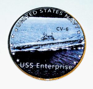 us navy uss enterprise cv-6 colorized challenge art coin