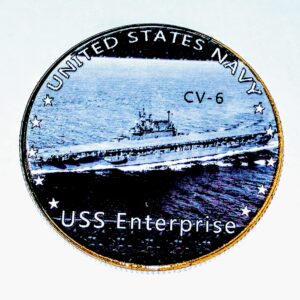 US Navy USS Enterprise CV-6 Colorized Challenge Art Coin