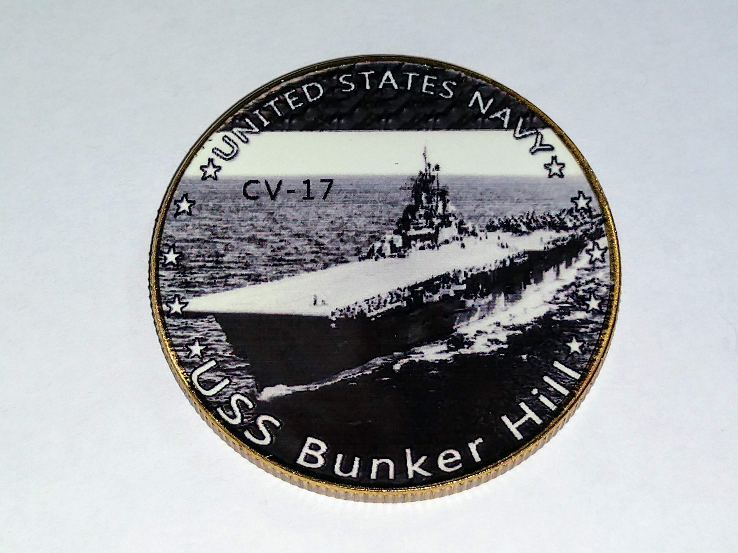 US Navy USS Bunker Hill CV-17 Colorized Challenge Art Coin