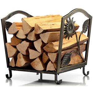 doeworks 17 inch small firewood racks heavy duty steel wood storage bronze log rack holder