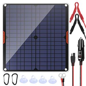 oymsae 20w 12v solar panel car battery charger portable waterproof power trickle battery charger & maintainer for car boat automotive rv with cigarette lighter plug & alligator clip