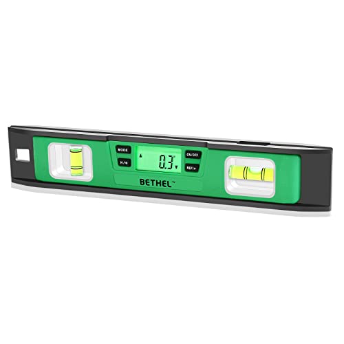 Digital Torpedo Level -10 Inch IP54 Digital Magnetized Level Protected Electronic Bubble Inclinometer/Angle Finder/LED Display & V-Groove Base (10 Inch, Green)