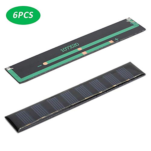 6Pcs Solar Panel, Polysilicon Board Solar Panel, Outdoor Emergency Solar Charger 0.3W 4V Rechargeable 2.4V 3V Battery 107x20MM Mountaineering Camping Supplies