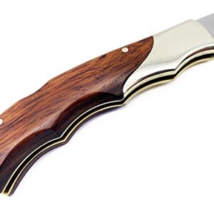 Herbertz Classic Gentleman Edition Pocket Folding Knife: Handcrafted Cocobolo Wood, Nickel Silver and Brass Handle, 440 Steel Super Blade, Germany Brand, Collectible for Outdoor Everyday Carry