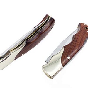 Herbertz Classic Gentleman Edition Pocket Folding Knife: Handcrafted Cocobolo Wood, Nickel Silver and Brass Handle, 440 Steel Super Blade, Germany Brand, Collectible for Outdoor Everyday Carry