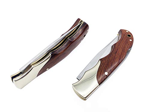 Herbertz Classic Gentleman Edition Pocket Folding Knife: Handcrafted Cocobolo Wood, Nickel Silver and Brass Handle, 440 Steel Super Blade, Germany Brand, Collectible for Outdoor Everyday Carry