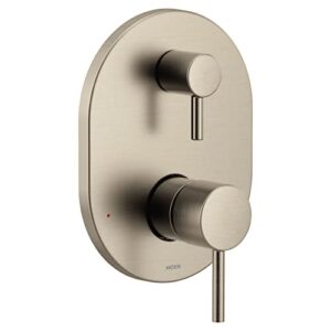 moen align brushed nickel m-core 3-series 2- lever handle trim with integrated temperature transfer, ut3290bn