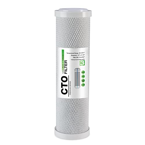 iSpring FC15US Premium Universal High Capacity Coconut Shell Activated Carbon Block CTO Filter Replacement Cartridge for Reverse Osmosis RO Under Sink Water Filtration Systems, 10" x 2.5", Made in USA