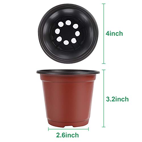 Augshy 250-Pack 4 Inch Plant Nursery Pots Seed Starting Pots Containers with 300 Labels for Indoor Outdoor Usage