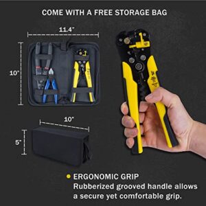 KOTTO Automatic Electrical Wire Stripper Set - Cutter and Crimping Tool - Multi-Tool with Storage Bag