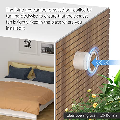 Hon&Guan Kitchen Exhaust Fan Wall Vent Fan, 141 CFM 6'' Bathroom Exhaust Fan Through Wall Exhaust Fan with Anti-Backflow Check Valve, For Ceiling and Wall Mount, Silver-With Fastening Ring.