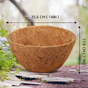 COSYLAND 2PCS 14 inch Coco Liners for Hanging Basket Coconut Fiber Planter Inserts Replacement Liner for Garden Flower Pot