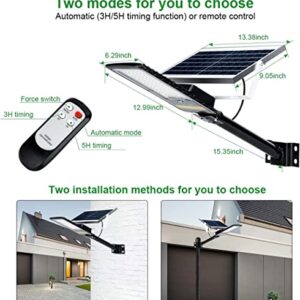 Juyace 80W Solar Street Lights Outdoor 84 LEDs 1600LM 6500K Auto/Manual Dusk to Dawn Solar Lights Outdoor Waterproof IP67, for Yard Garden Street, etc.