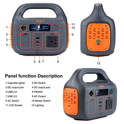 Aligoo Portable Power Station,110V/300Watt Pure Sine Wave AC/DC Outlet,293Wh Backup Lithium Battery, Solar Generator (Solar Panel Optional) for Outdoors Camping Travel Hunting Emergency