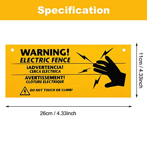 8 Pieces Electric Fence Warning Signs 10 x 4 Inch Plastic Electric Fence Safe Signs Caution Warning Sign for Danger Electric Fence Sign Farm Home