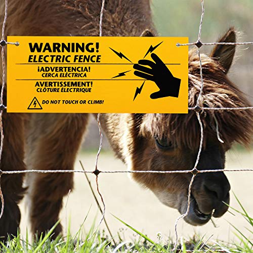 8 Pieces Electric Fence Warning Signs 10 x 4 Inch Plastic Electric Fence Safe Signs Caution Warning Sign for Danger Electric Fence Sign Farm Home