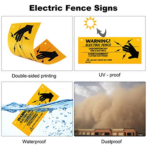 8 Pieces Electric Fence Warning Signs 10 x 4 Inch Plastic Electric Fence Safe Signs Caution Warning Sign for Danger Electric Fence Sign Farm Home