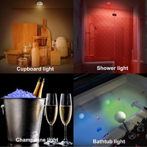 BIGMONAT Battery Operated Shower Lights Waterproof, Submersible Led Pool Light, Dimmable RGB Under Water Light with Remote and Timer, Adhesive Color Changing Lights for Bathtub Vase Fish Tank Pond