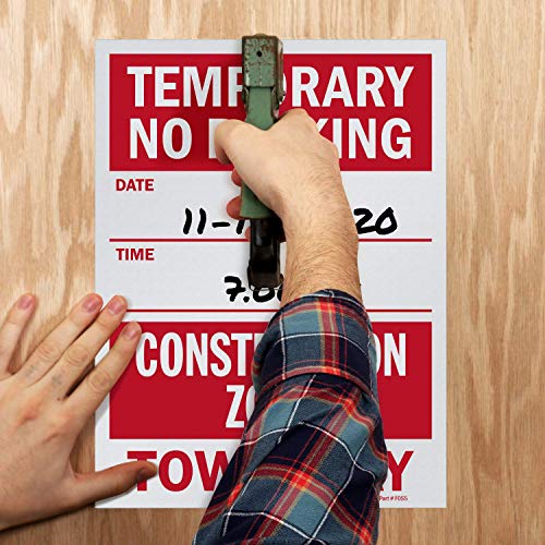 Smartsign “Temporary No Parking - Construction Zone, Tow-Away” Write-On Sign | 9" x 12" Polystyrene (Pack of 5)