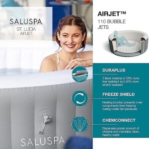 Bestway St. Lucia SaluSpa 2 to 3 Person Inflatable Round Outdoor Hot Tub with 110 Soothing AirJets, Filter Cartridge, Pump, and Insulated Cover, Gray