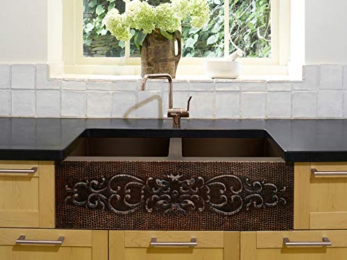 Copper Farmhouse Kitchen Sink 50/50 with Design