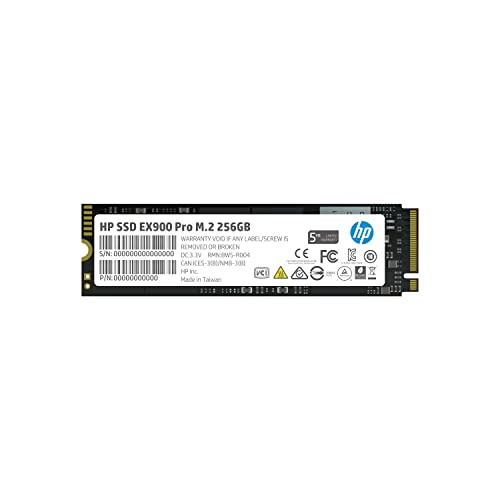 HP EX900 Pro 256GB NVMe PC SSD - PCIe Gen3 (8.0 GT/s) x 4, M.2 2280, 3D NAND Internal Solid Hard State Up to 2240 MB/s with DRAM Cache - 9XL75AA#ABA